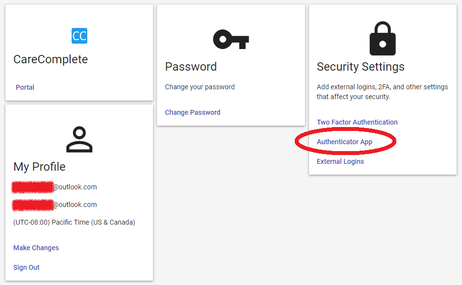Setup Authenticator App - CareComplete